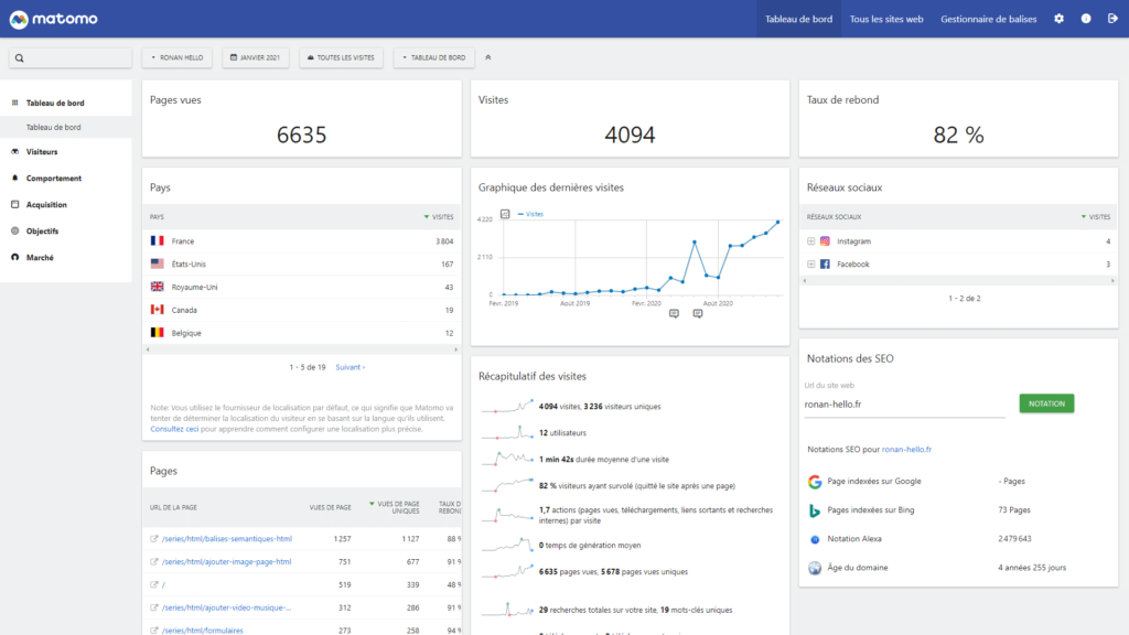 Affichez simplement vos KPI sur le tableau de bord de Matomo